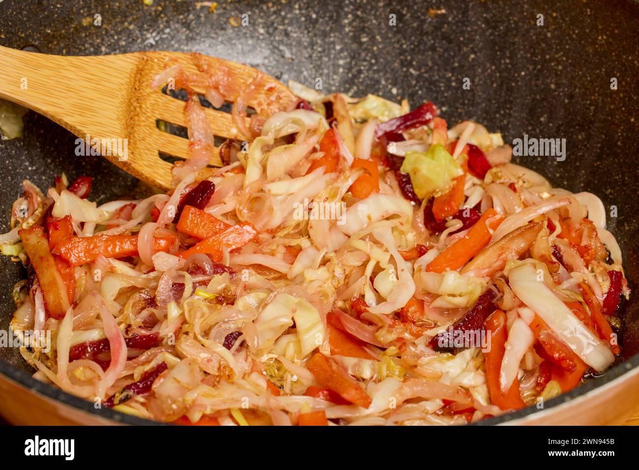 vegetables cut into strips for cooking in the pan Stock Photo - Alamy
