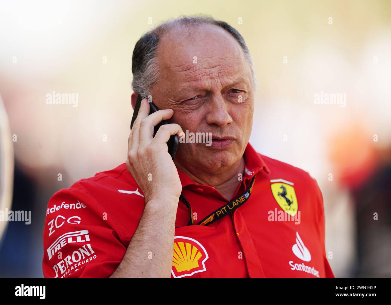 Ferrari team principal Fred Vasseur ahead of Practice 3 at the Bahrain ...