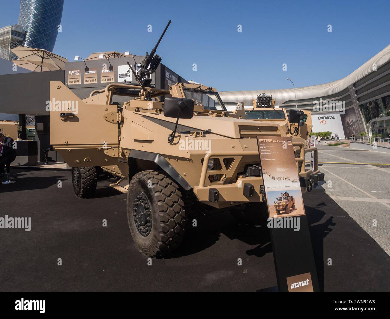 Abu Dhabi, UAE - Feb.25.2015: ACMAT Bastion armoured personnel carrier ...