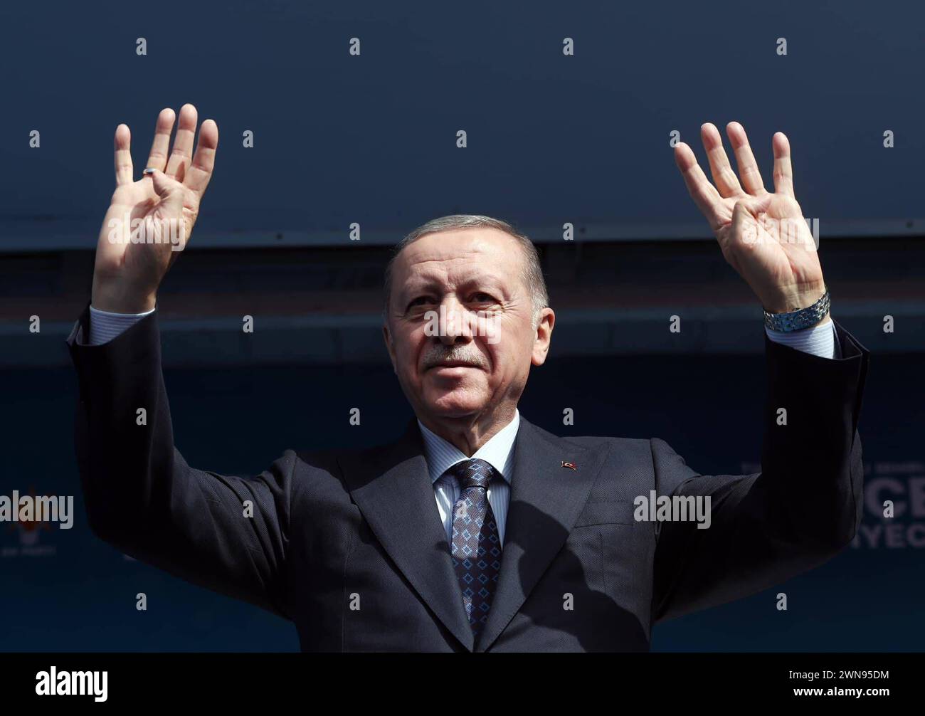 Turkish President Recep Tayyip Erdogan delivers a speech during a ...