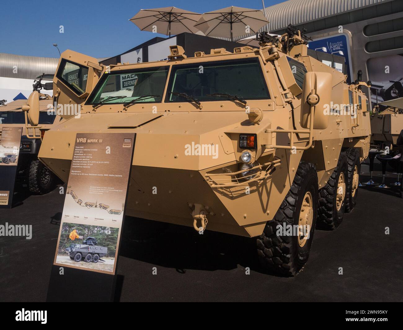 Abu Dhabi, UAE - Feb.25.2015: Arquus Defense VAB MK3 6x6 medium weight ...