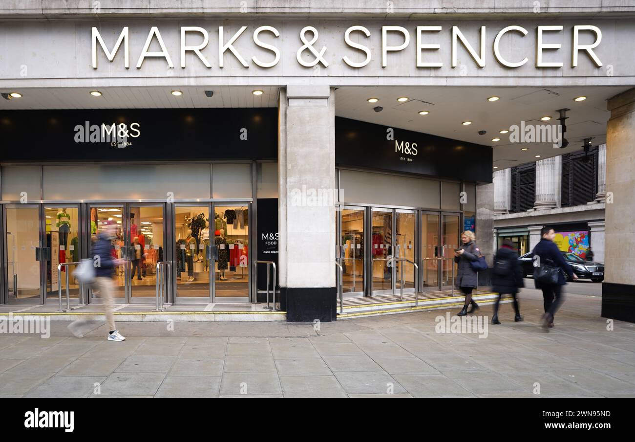 File photo dated 12/2/2023 of a general view of a Marks and Spencer's store on Oxford Street ...