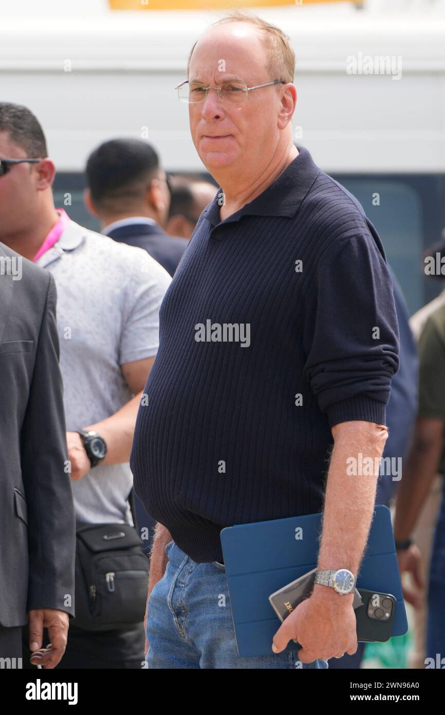 Larry Fink, chairman and CEO of BlackRock. arrives to attend a pre ...