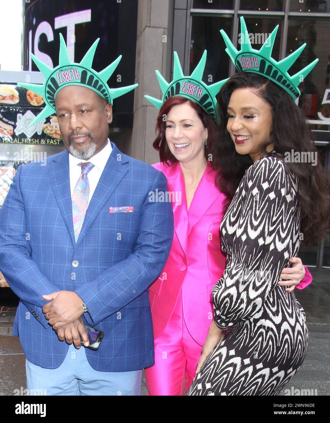 Newark, NY, USA. 28th Feb, 2024. Wendell Pierce, Carrie Preston and ...
