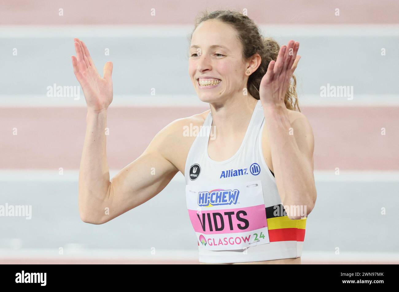 Glasgow, UK. 01st Mar, 2024. Belgian Noor Vidts reacts during the high ...