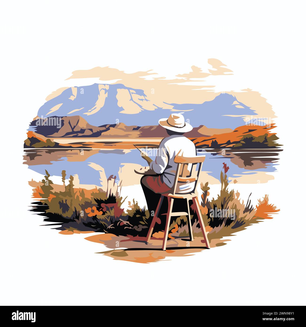 Watching at the lake Stock Vector Images - Alamy