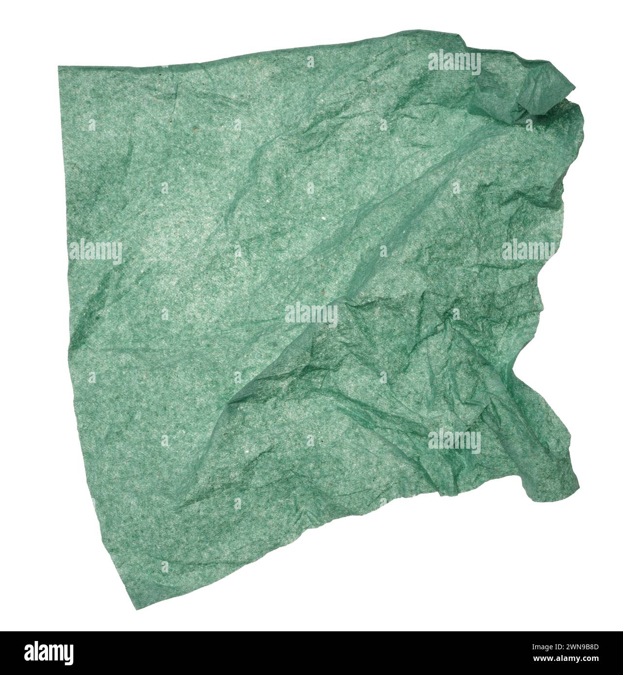 Green crumpled paper napkin on isolated background, close up Stock ...