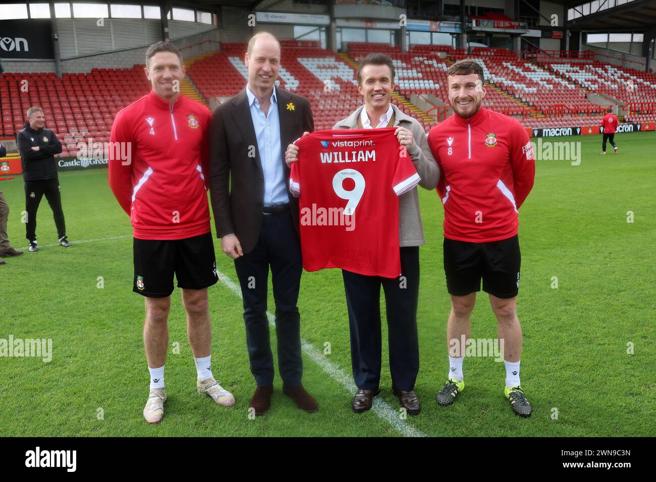 The Prince of Wales with his personalised Wrexham AFC shirt, meeting ...