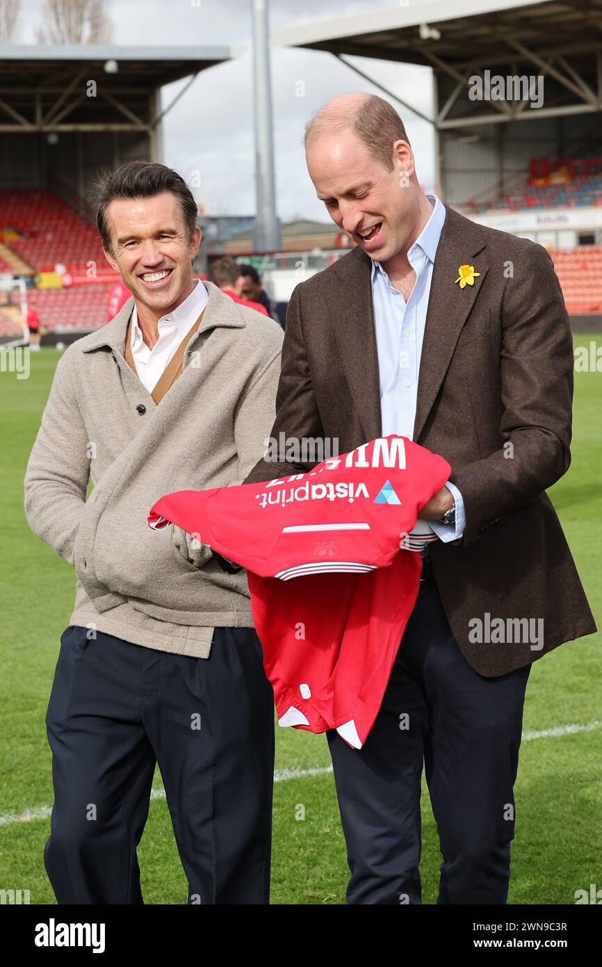 The Prince of Wales with Chairman of Wrexham AFC Rob McElhenney as he ...
