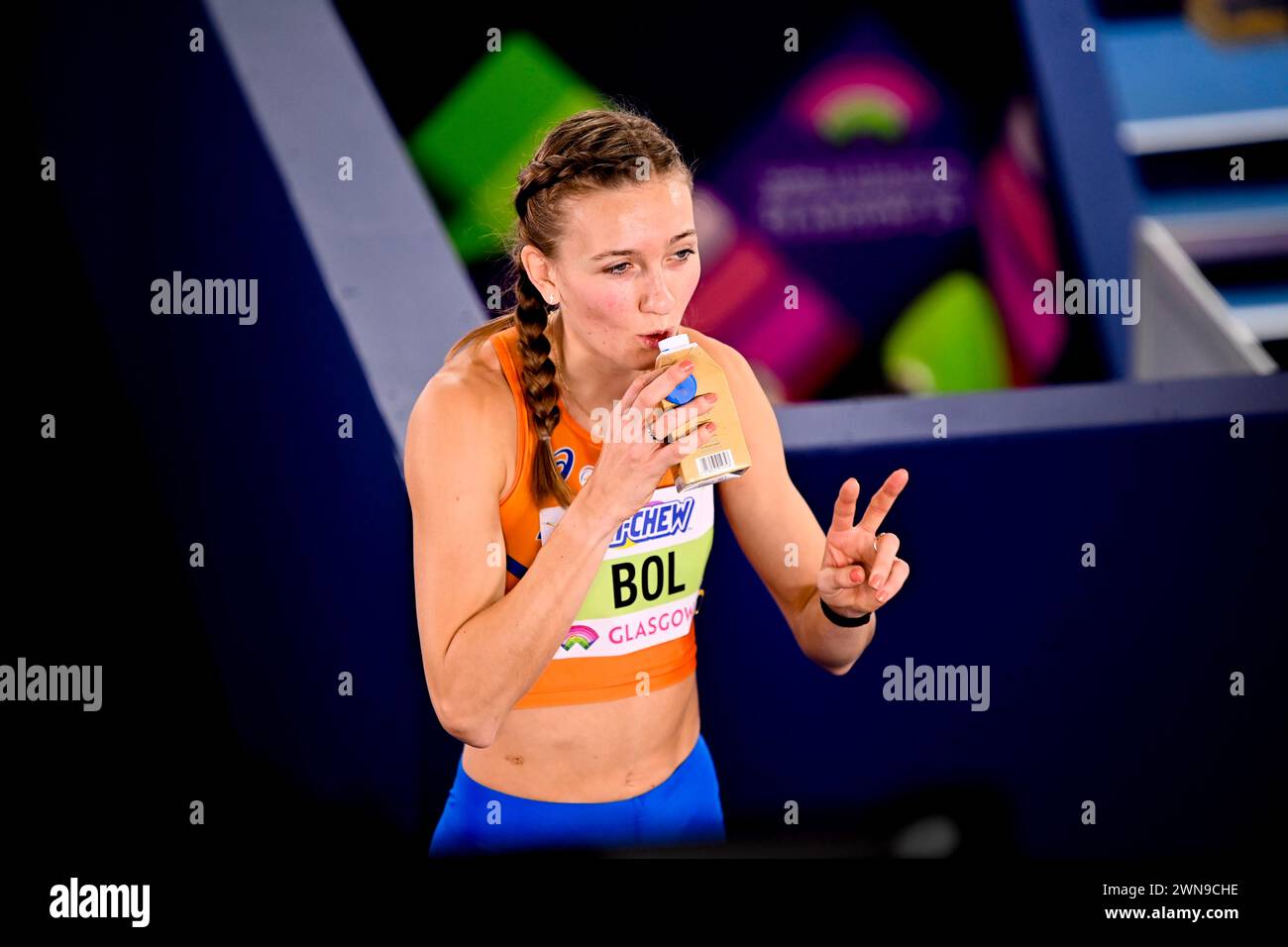 Glasgow Scotland :1–3-2024:Femke BOL of NED following the 400M Heat 4 ...