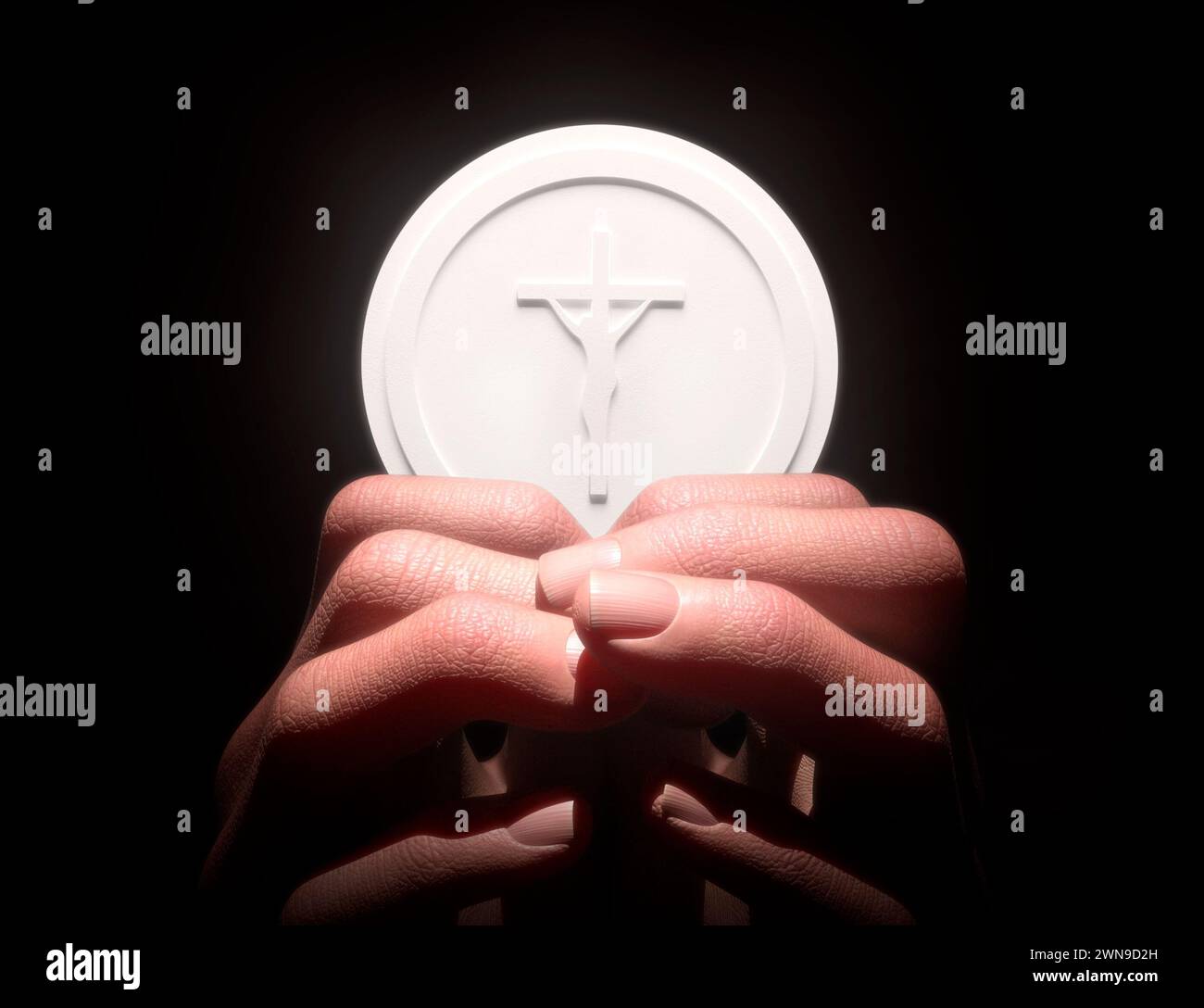 A priest who holds the consecrated host, who is Our Lord Jesus Christ ...