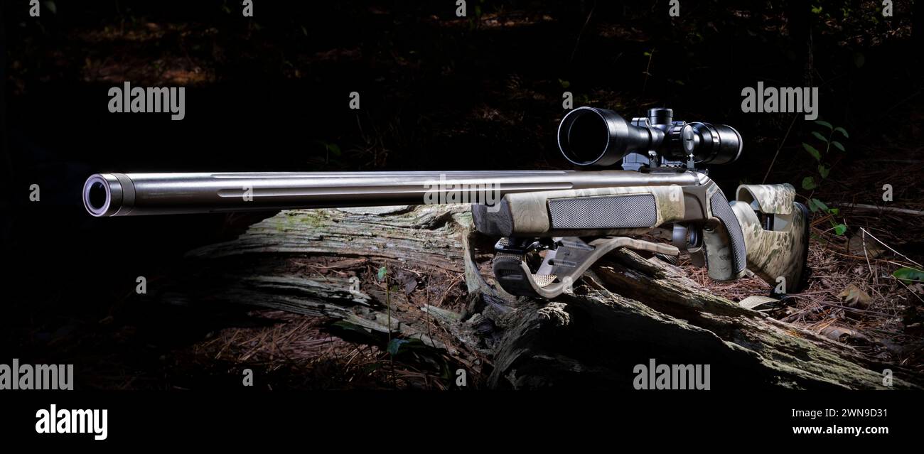 Barrel that is fluted on an inline muzzle loading rifle and optic in ...