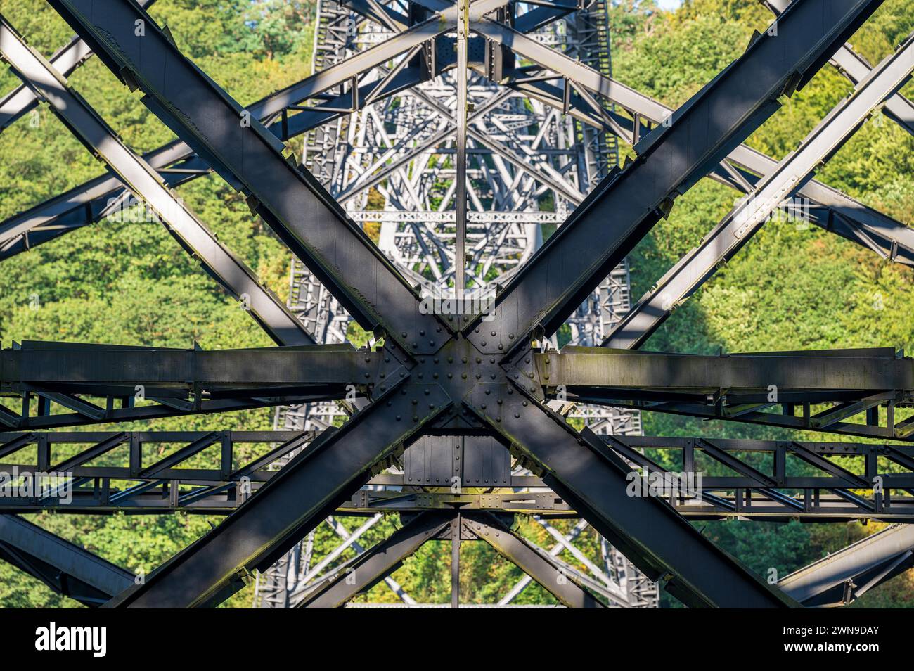 View of the symmetrical structure of a railway bridge with nested ... View of the symmetrical structure of a railway bridge with nested ...