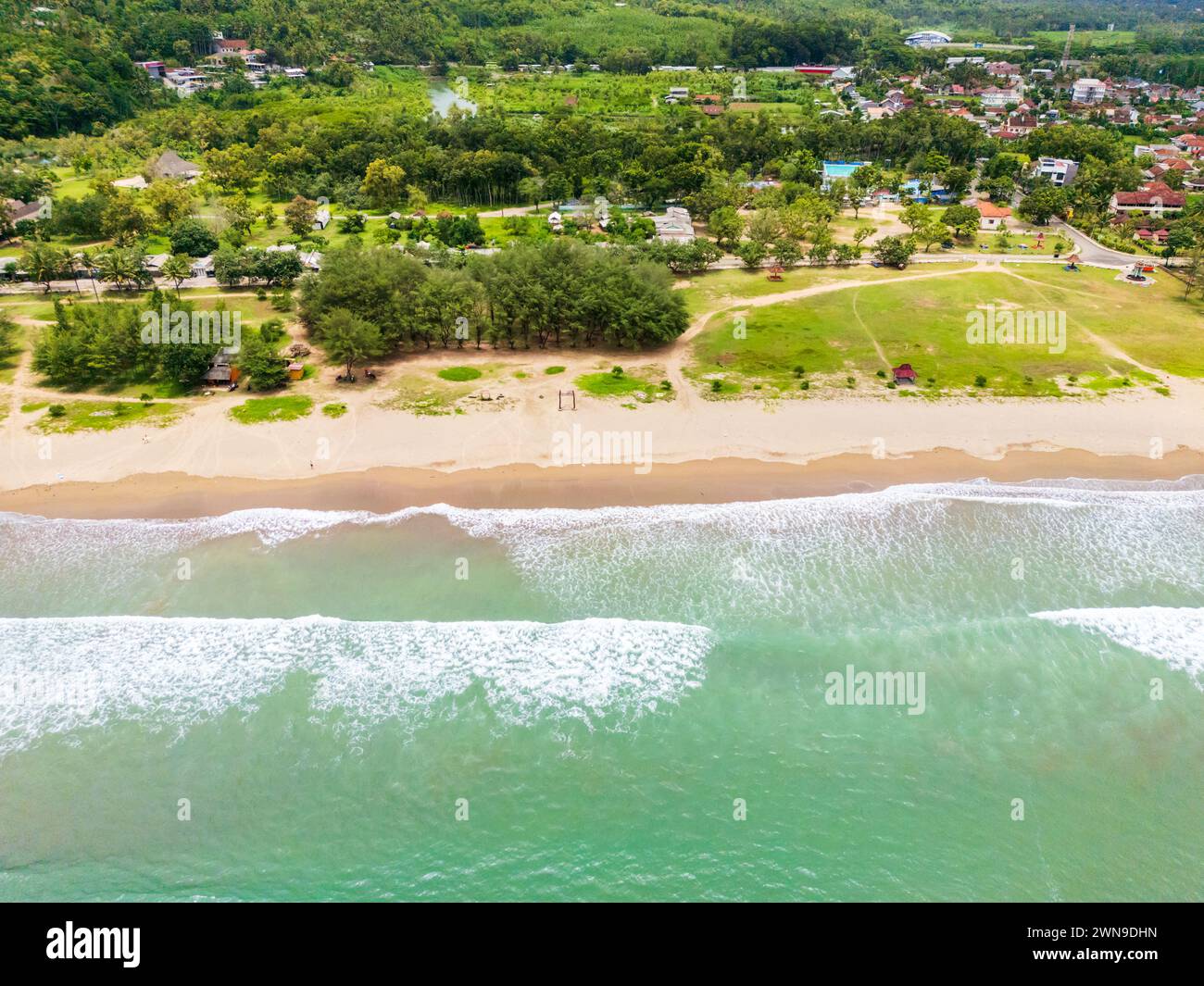 Pacitan aerial beach ocean view by drone in Pacitan, Indonesia Stock ...