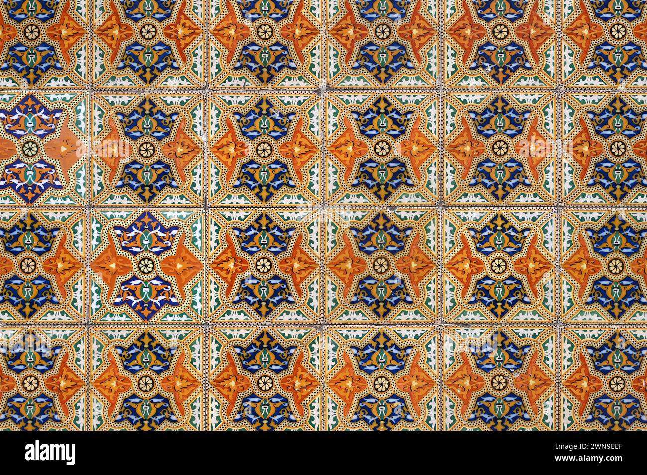 Colourful tiles, azulejos, in the historic centre, Mexico City Stock ...