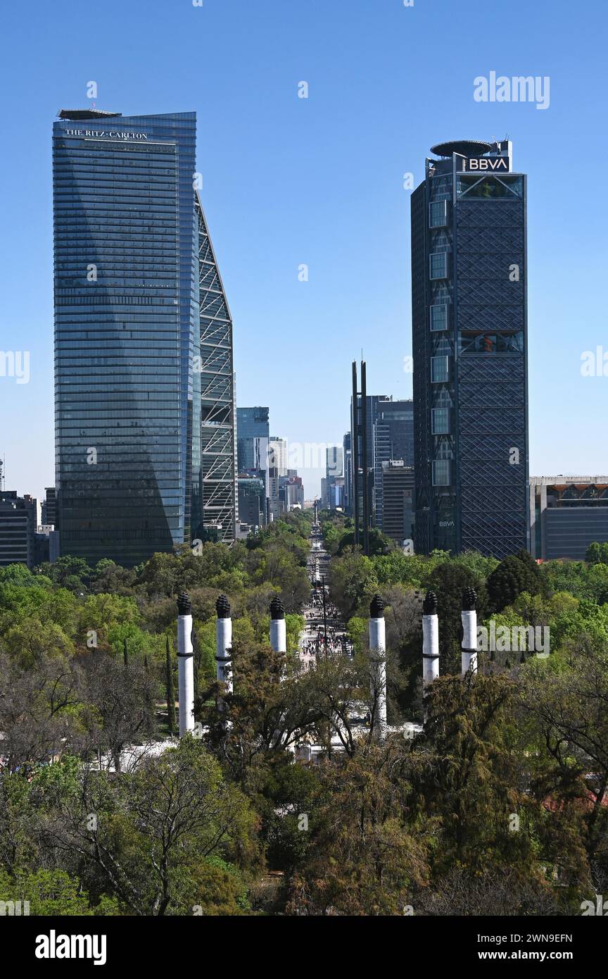 View from Chapultepec Castle to the Avenida Paseo de la Reforma, Mexico ...