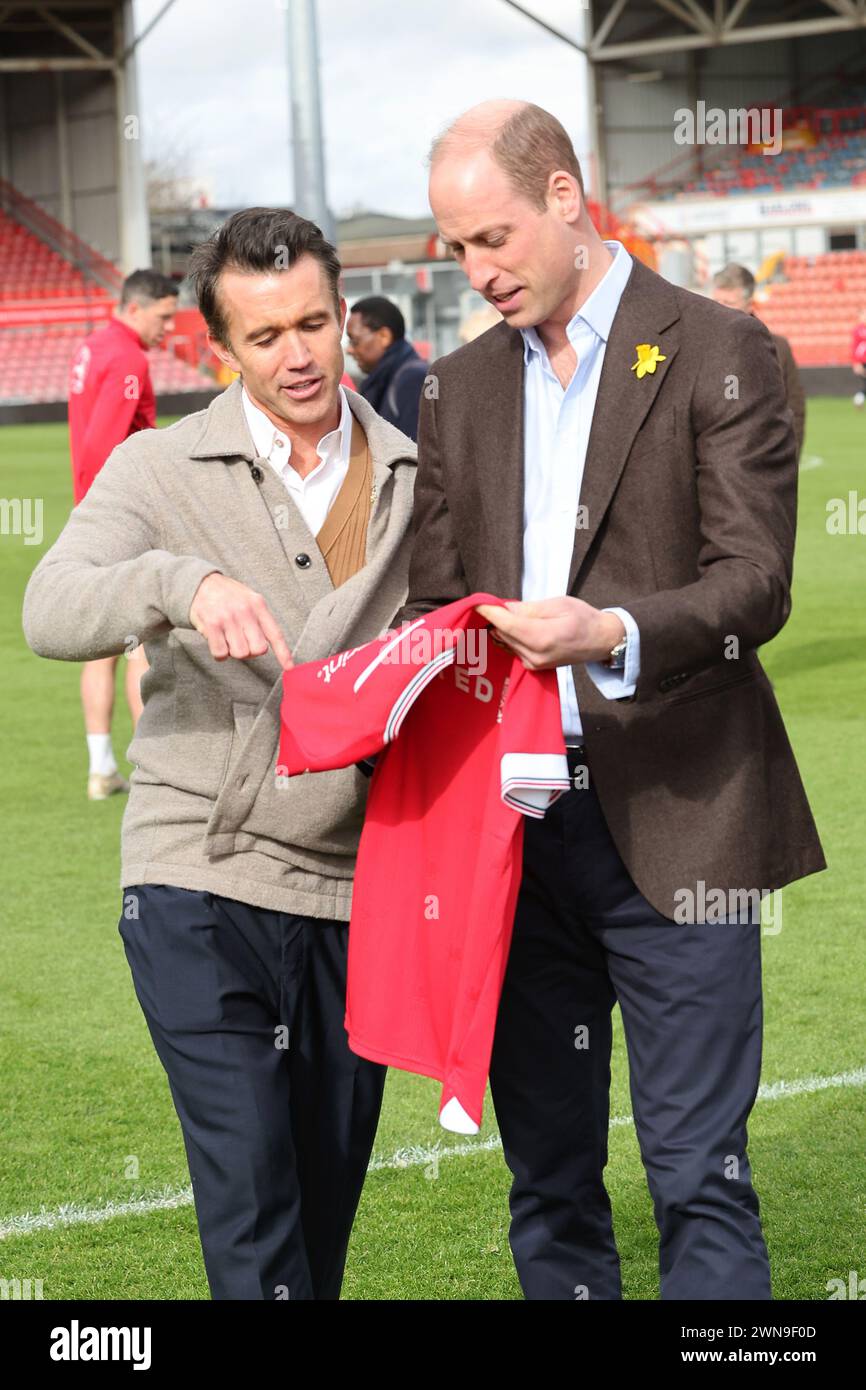 The Prince of Wales with Chairman of Wrexham AFC Rob McElhenney as he ...