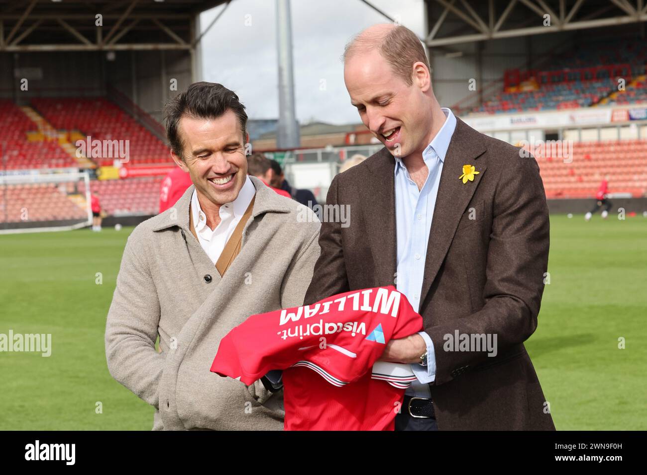 The Prince of Wales with Chairman of Wrexham AFC Rob McElhenney as he ...