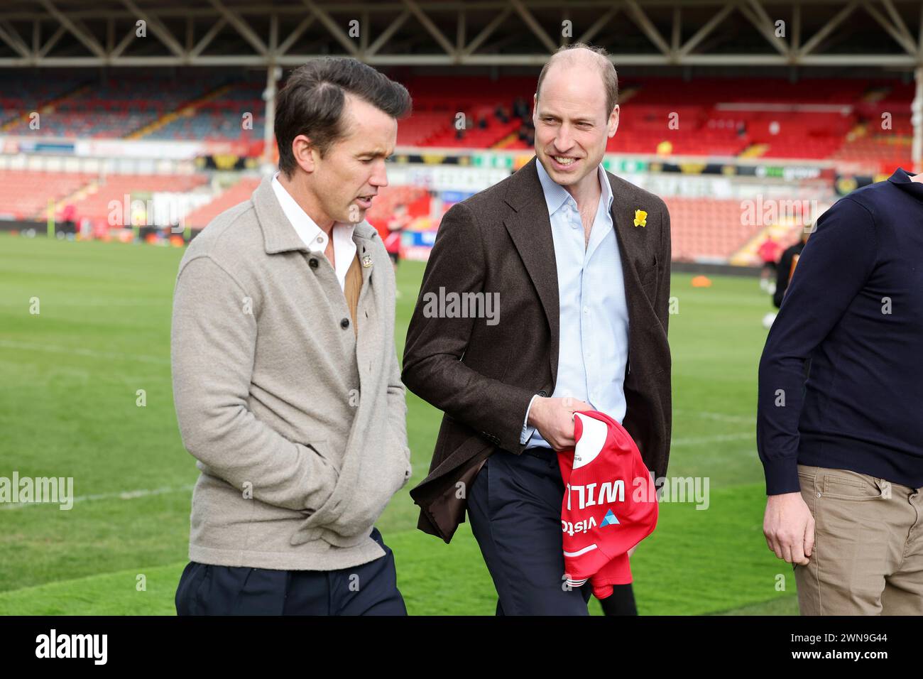 The Prince of Wales with Chairman of Wrexham AFC Rob McElhenney as he ...