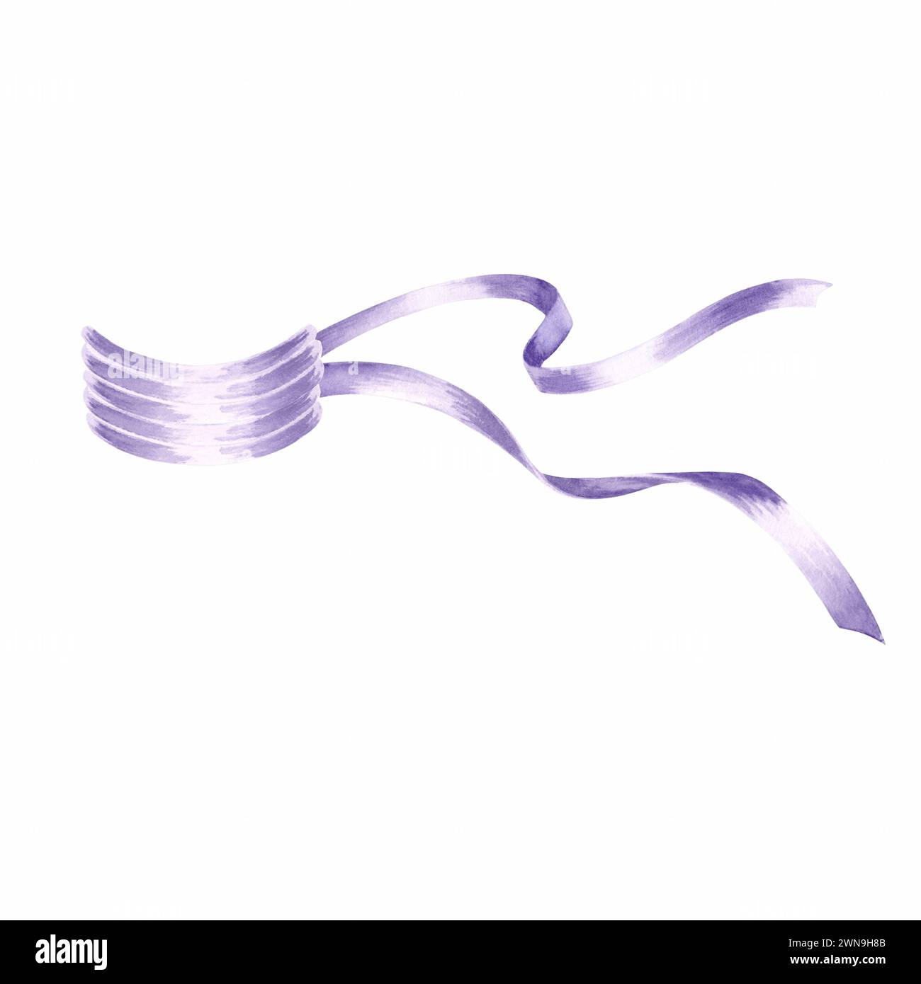 Watercolor ribbon in delicate violet color. Isolated hand drawn ...
