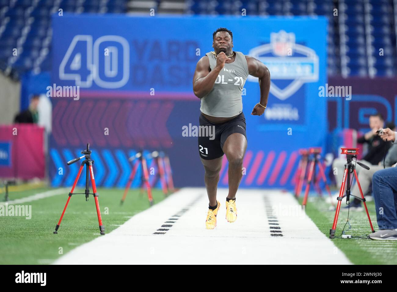 Clemson defensive lineman Ruke Orhorhoro runs the 40-yard dash at the ...