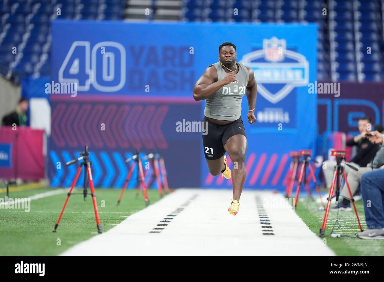 Clemson defensive lineman Ruke Orhorhoro runs the 40-yard dash at the ...