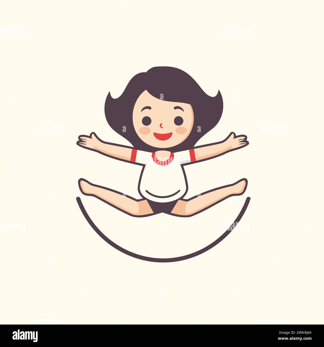 cute little girl jumping vector illustration on white background. flat ...