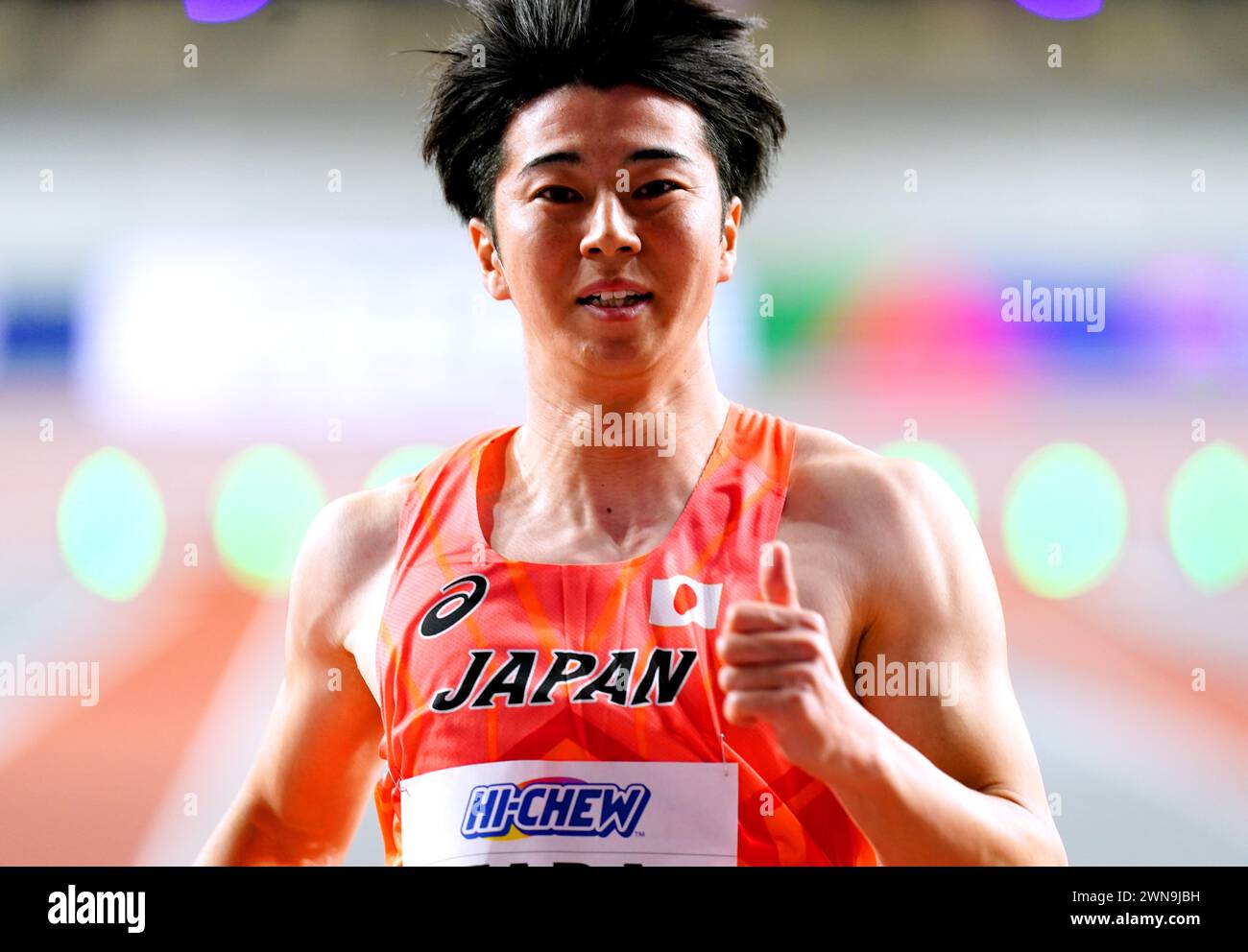 Japan's Shuhei Tada in action in Heat 4 of the Men's 60 Metres during ...