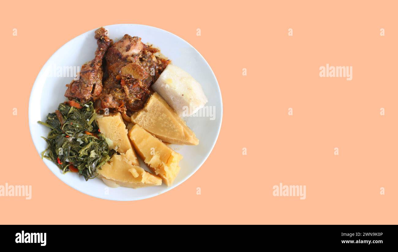 Homemade Creole chicken with breadfruit served in the Caribbean on 2024 ...