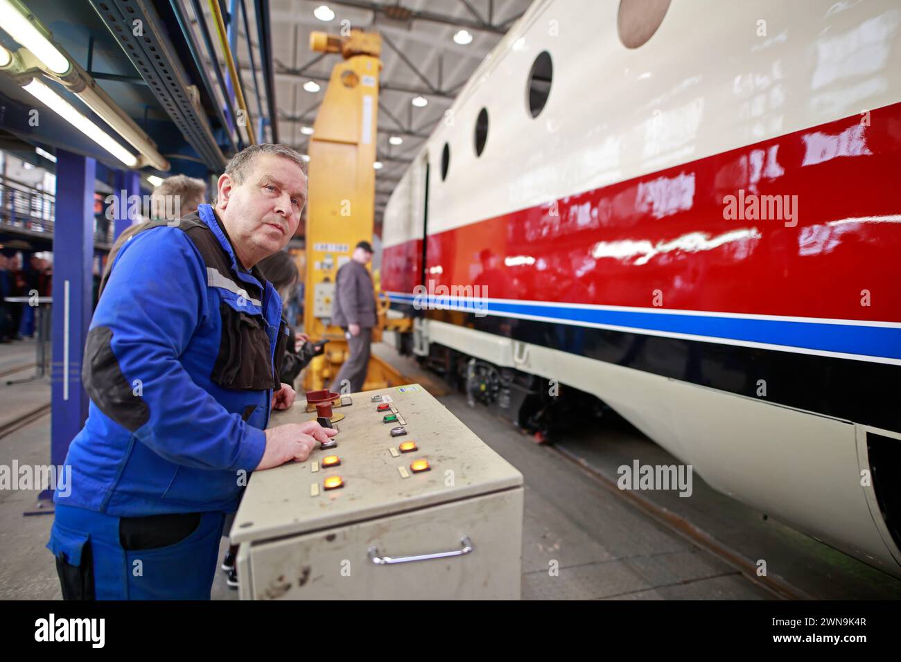 01 March 2024, Saxony-Anhalt, Halberstadt: The GDR prestige train SVT ...