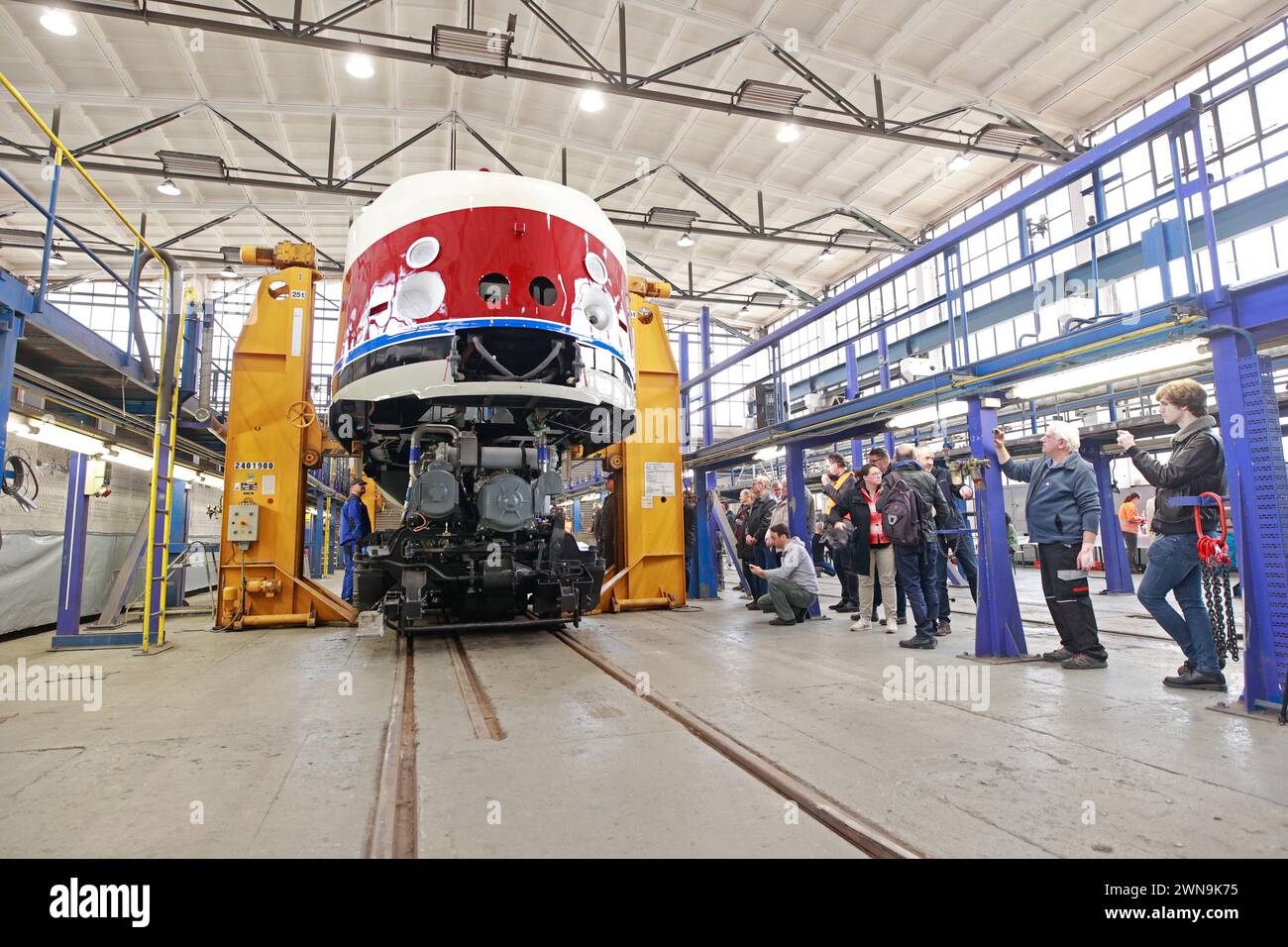 01 March 2024, Saxony-Anhalt, Halberstadt: The GDR prestige train SVT ...