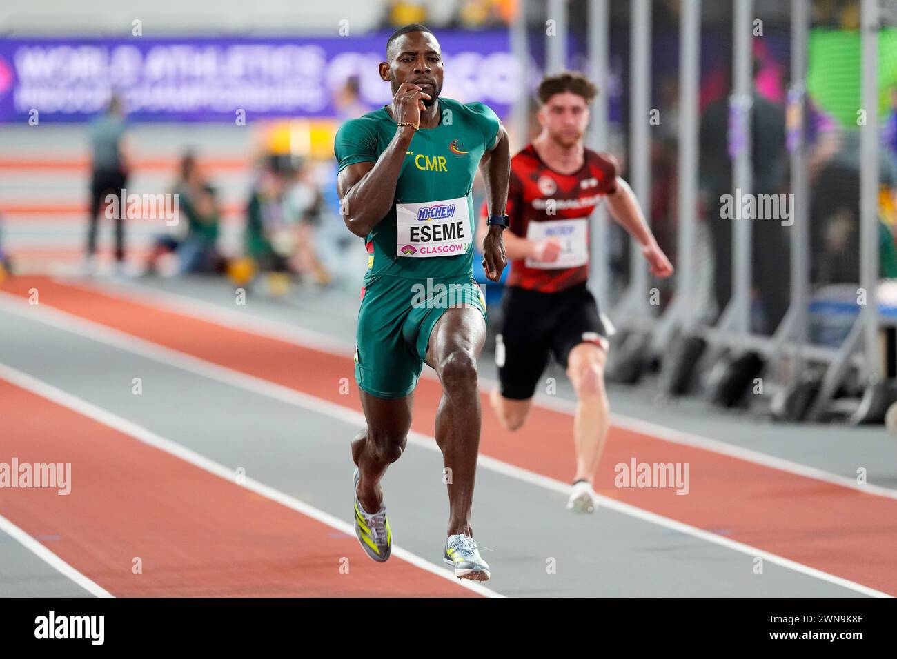 Emmanuel Eseme, of Cameroon, compete sin a men's 60 meters heat during ...