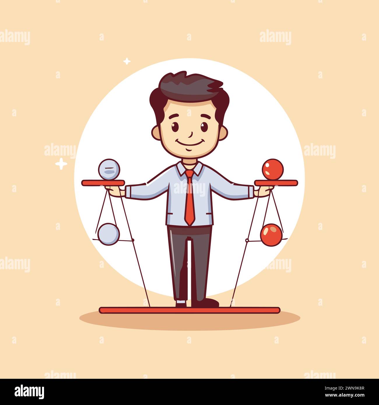 Businessman balancing balance. Vector illustration in cartoon style on ...