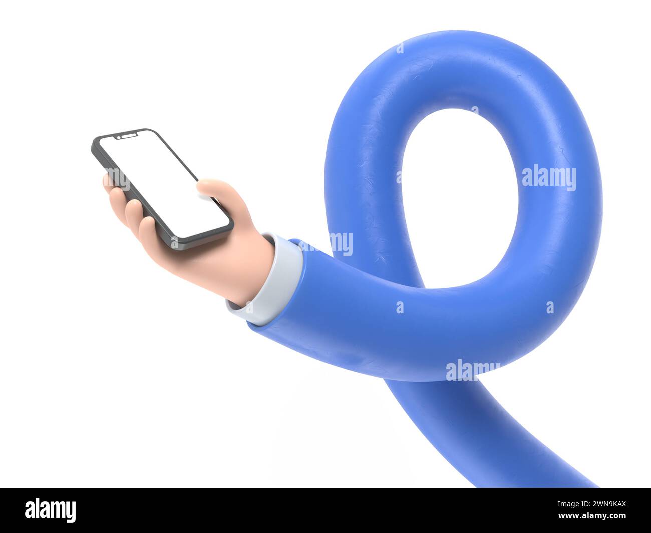 Cartoon Gesture Icon Mockup.3d hand touching smartphone. cartoon icon ...