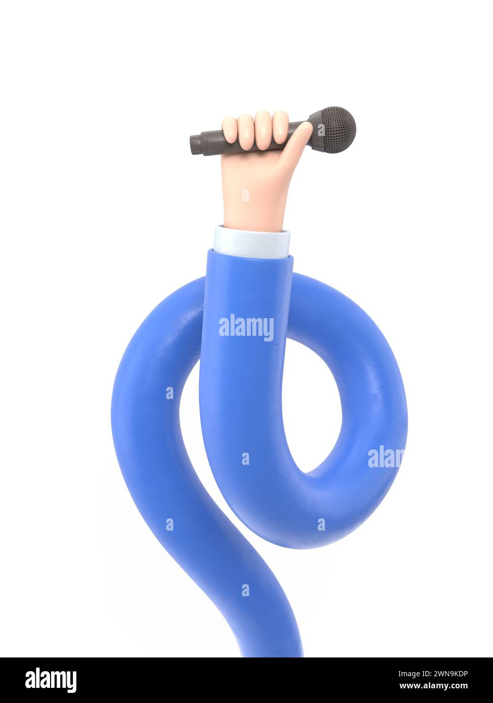 Cartoon Gesture Icon Mockup.Cartoon hand holding microphone.3D ...