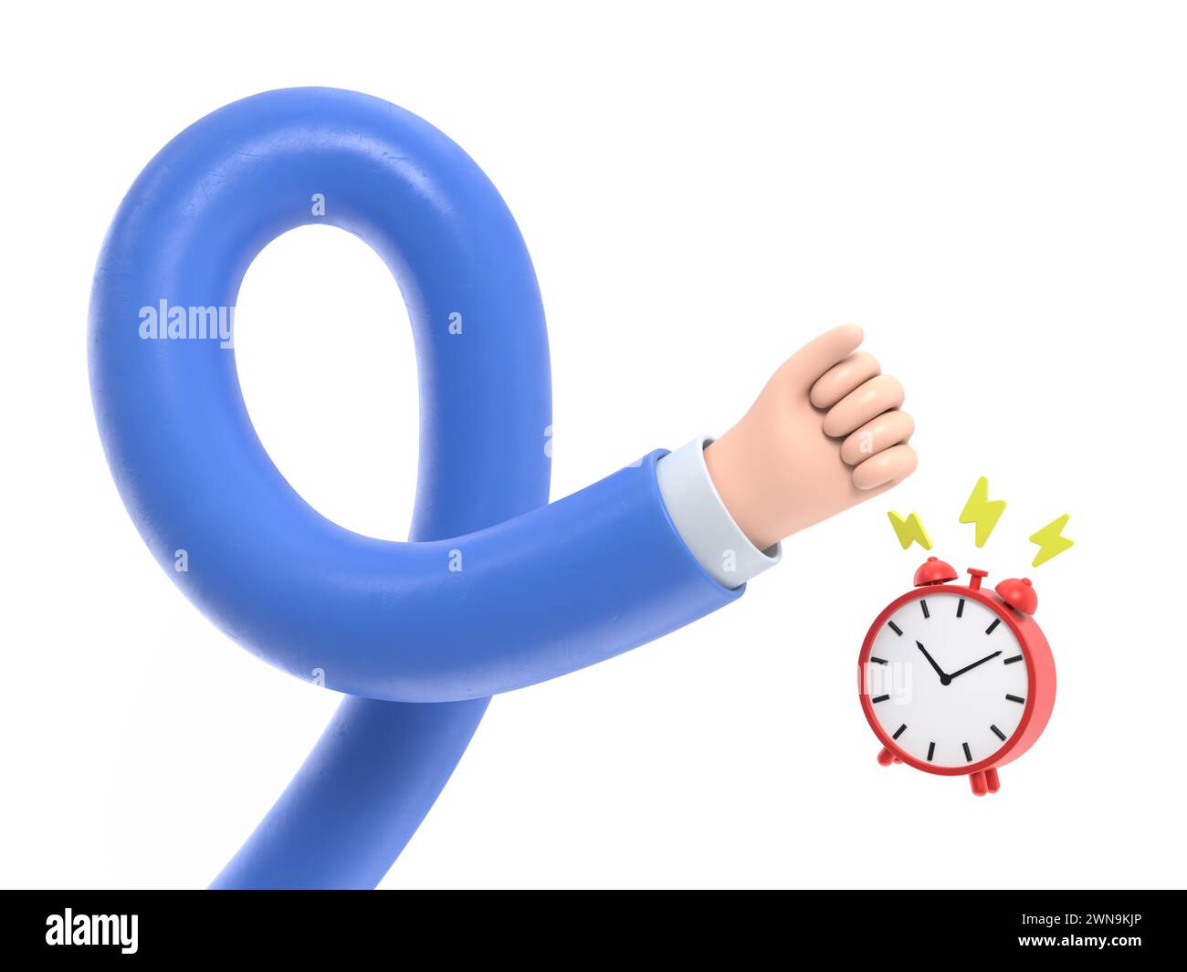Cartoon Gesture Icon Mockup.Hand turning off the ringing alarm clock,3D ...