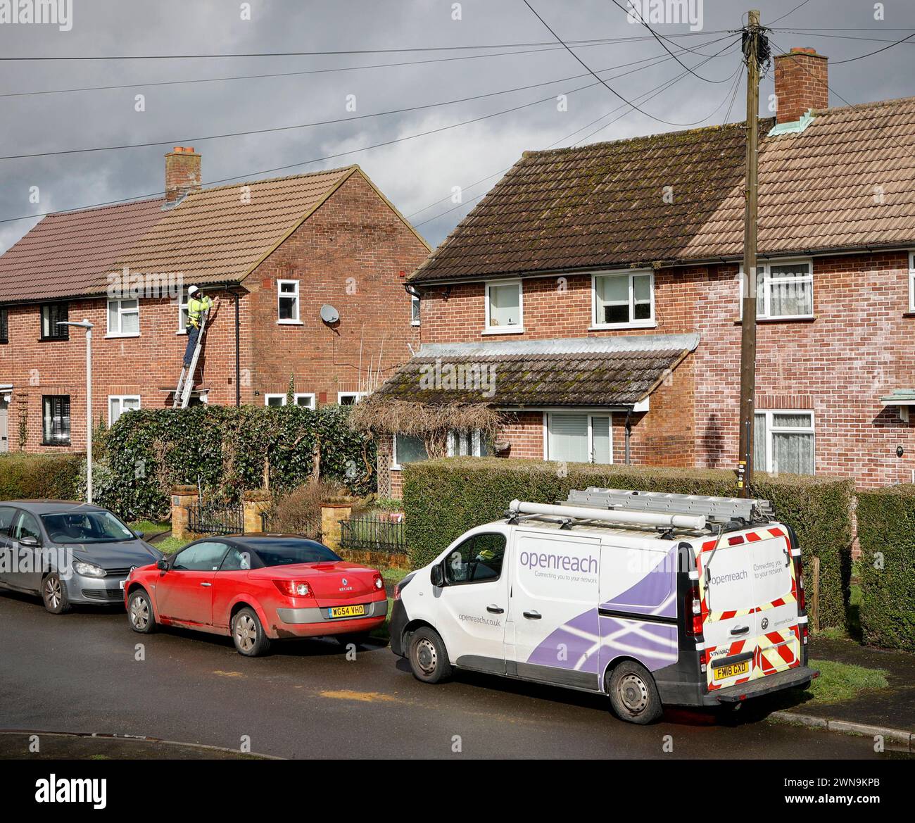 A British Telecom / BT OPENREACH worker, Telecommunications Engineer ...