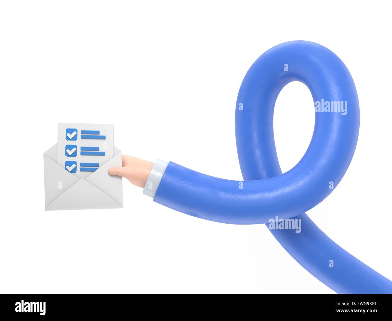 3d mail envelope icon with task management todo check list in hand ...