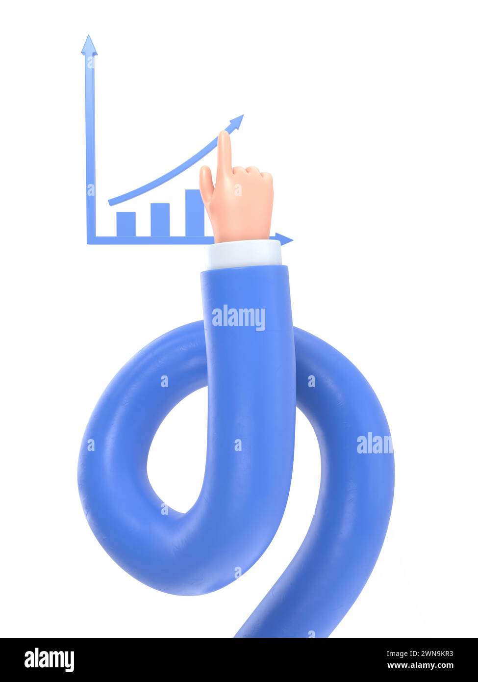 Cartoon Gesture Icon Mockup.Growth graph concept. Businessman draws a ...