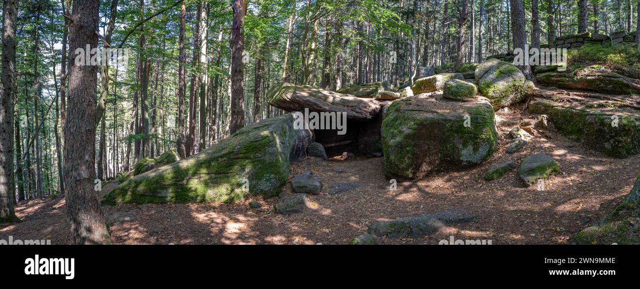 Path of the Gauls. View of the druids' cave in the forest Stock Photo ...