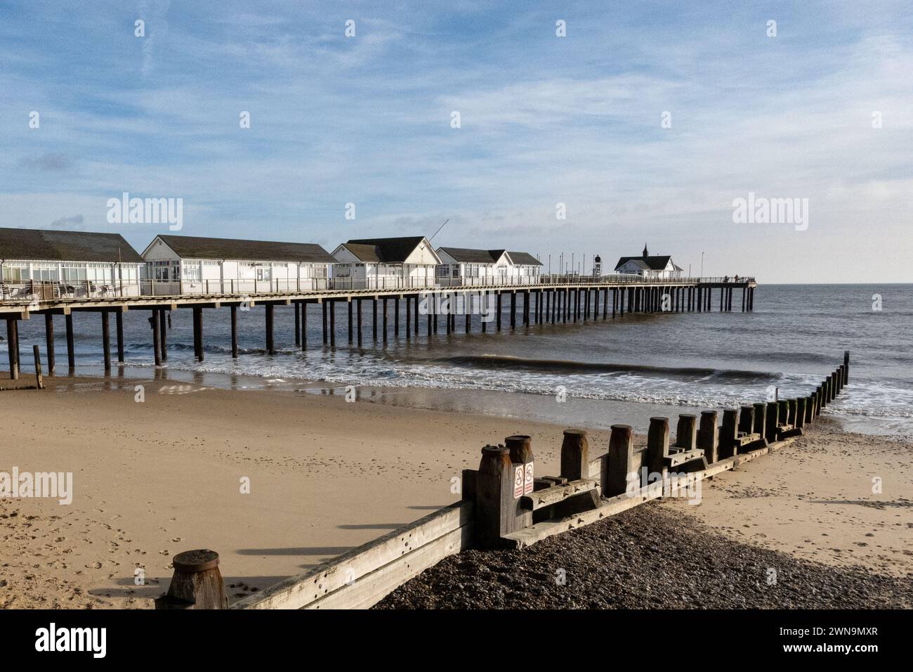 The pier in the Suffolk coastal town of Southwold photographed from the ...