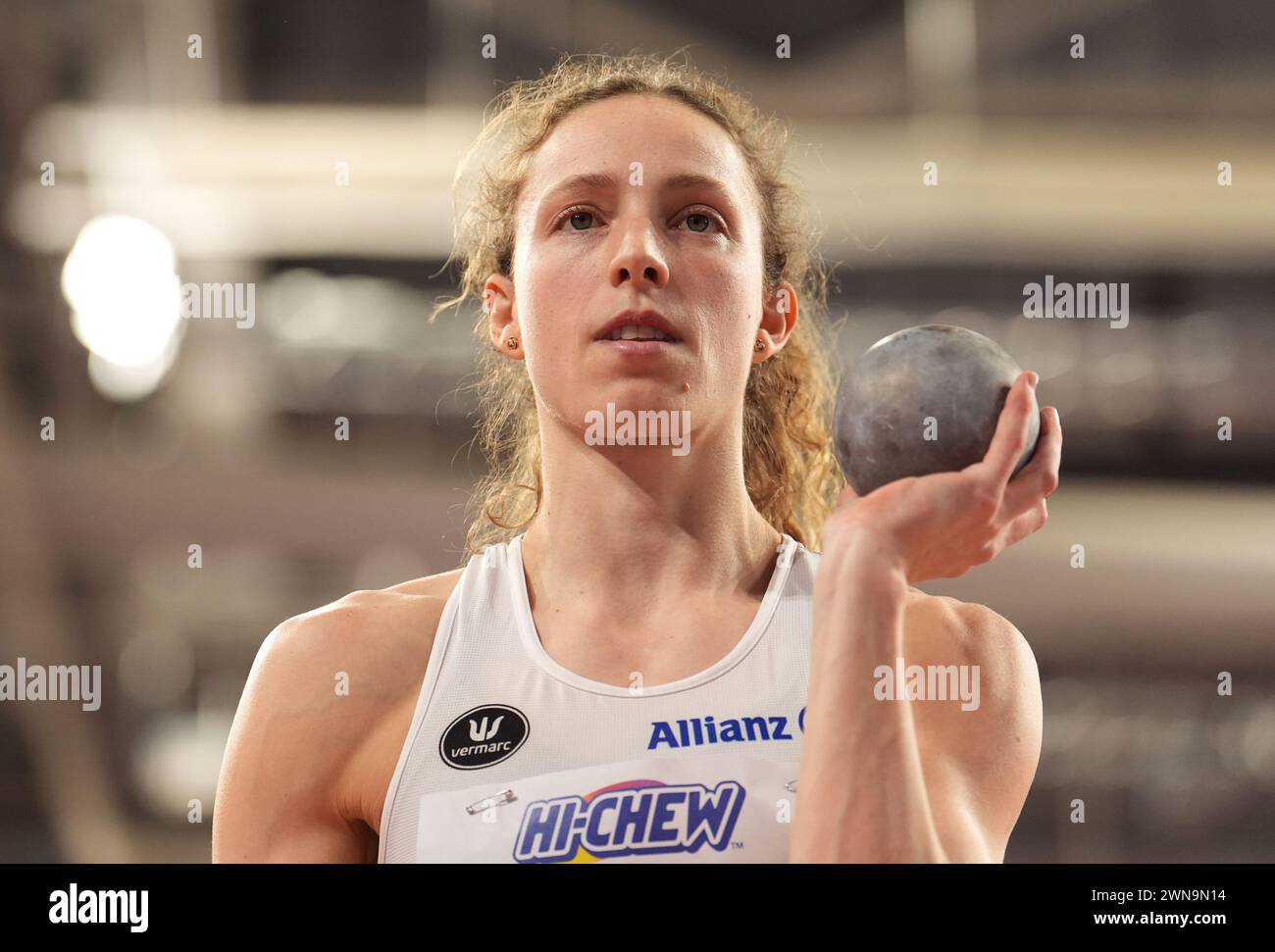 Belgium's Noor Vidts in action in the Women's Pentathlon Shot Put ...