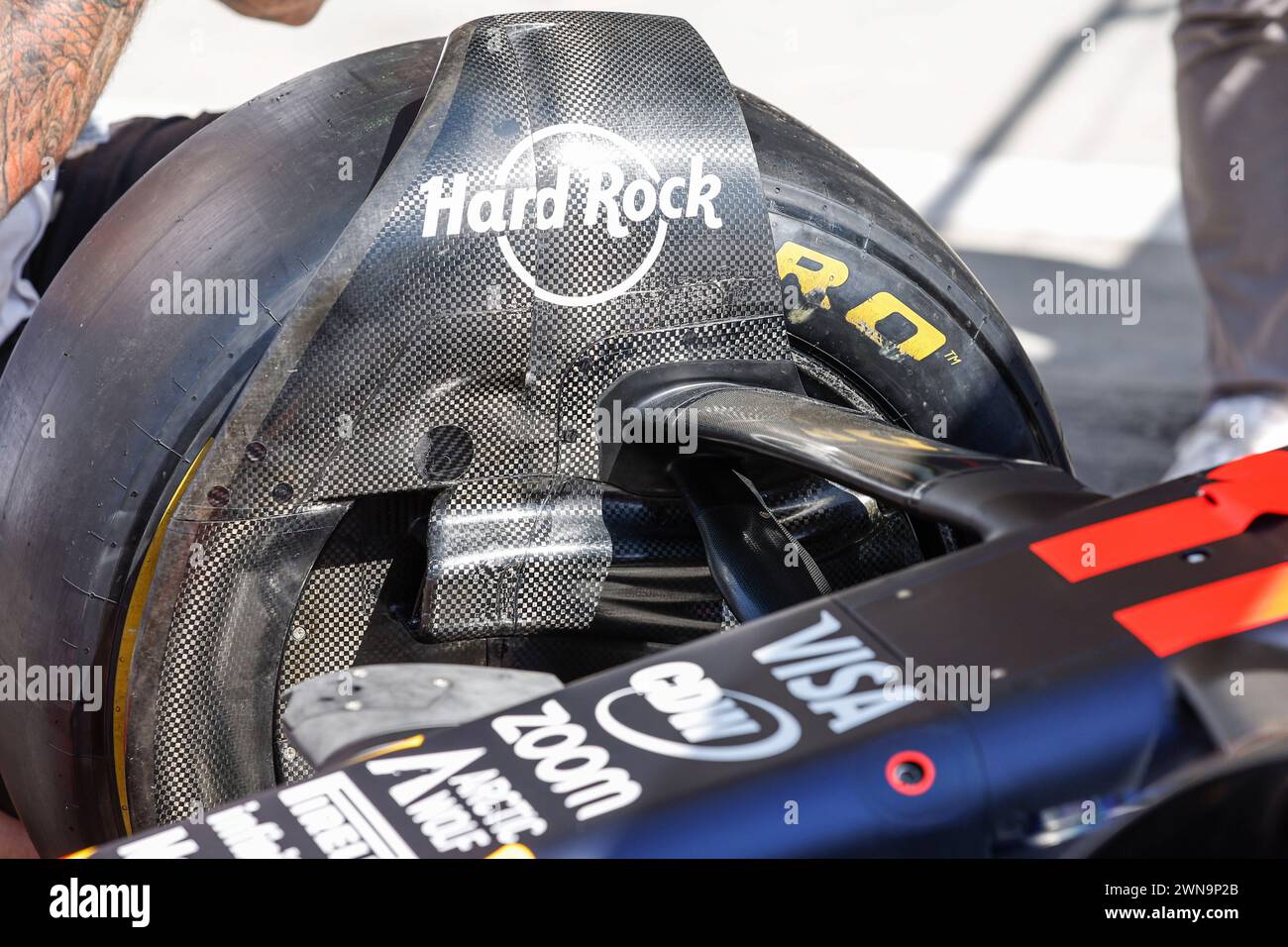 Red Bull Racing RB20, mechanical detail suspension brake conduct during ...