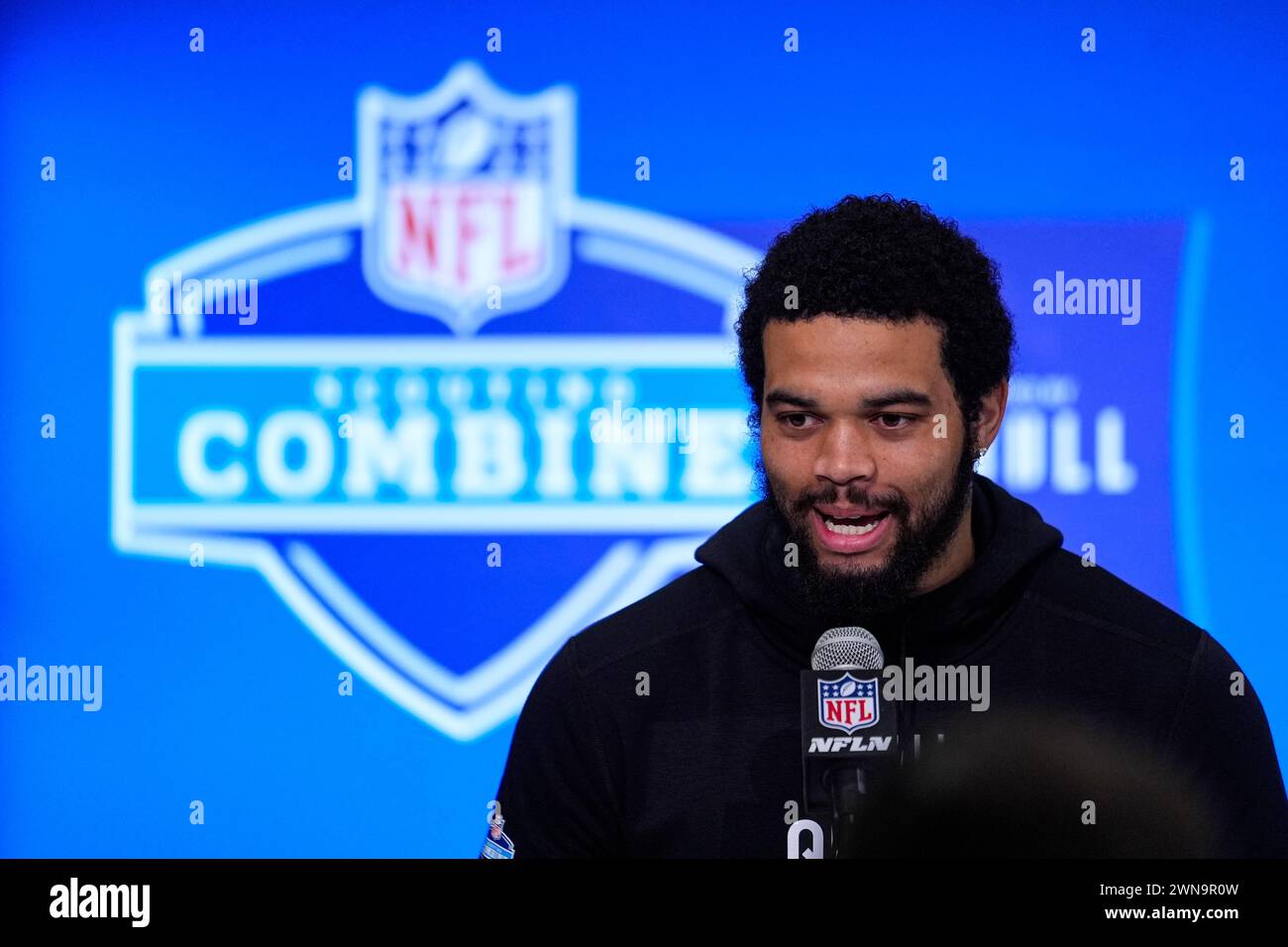 Southern California quarterback Caleb Williams speaks during a press ...