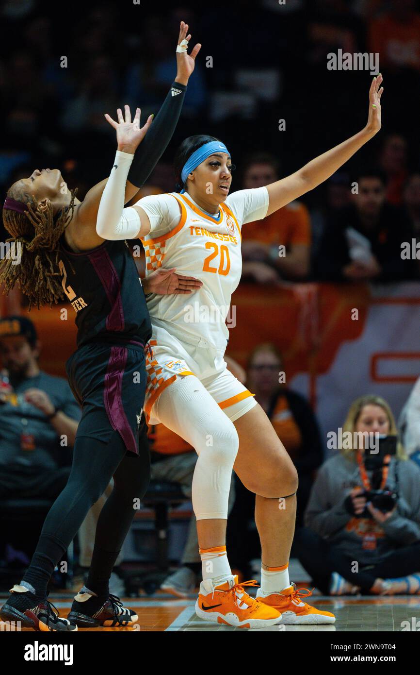 February 29, 2024: Tamari Key #20 of the Tennessee Lady Vols battles ...