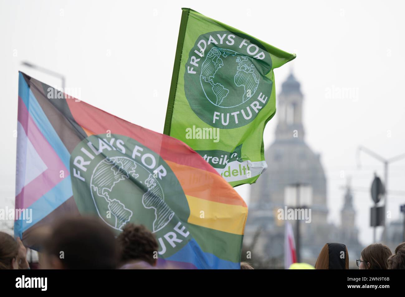 Dresden, Germany. 01st Mar, 2024. Flags of the Fridays for Future ...