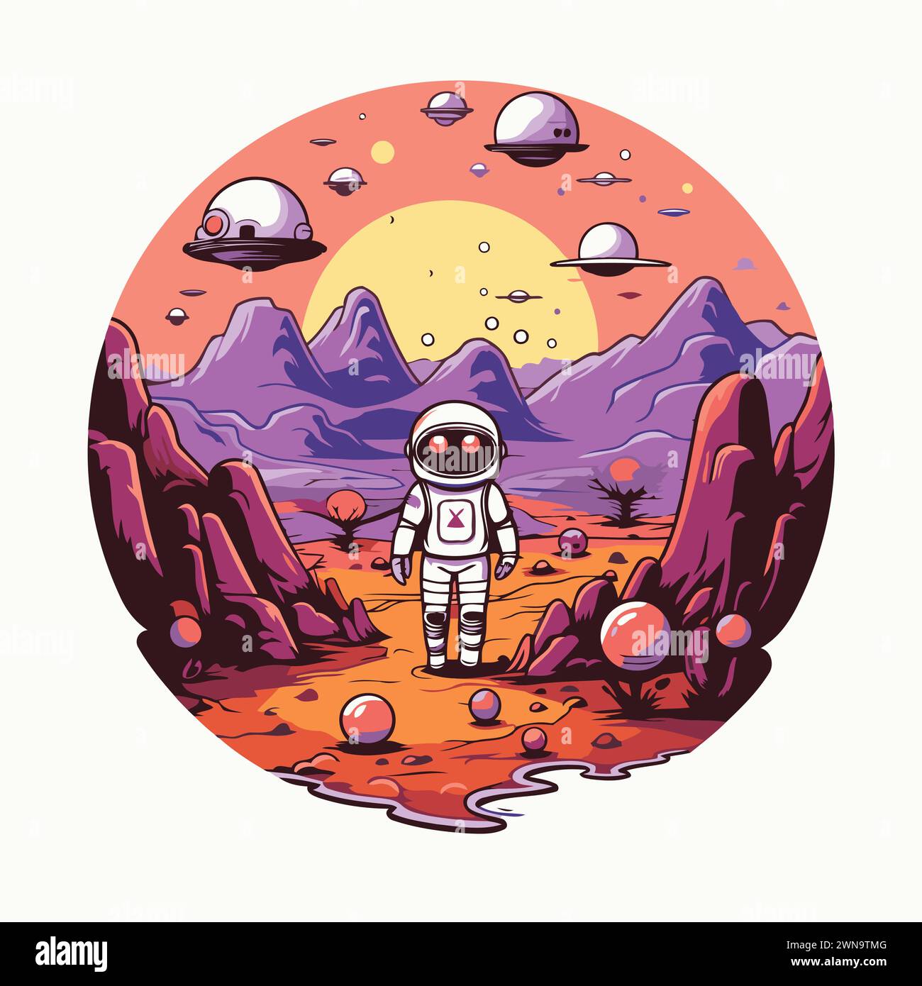 Astronaut on the background of the moon. Vector illustration Stock ...