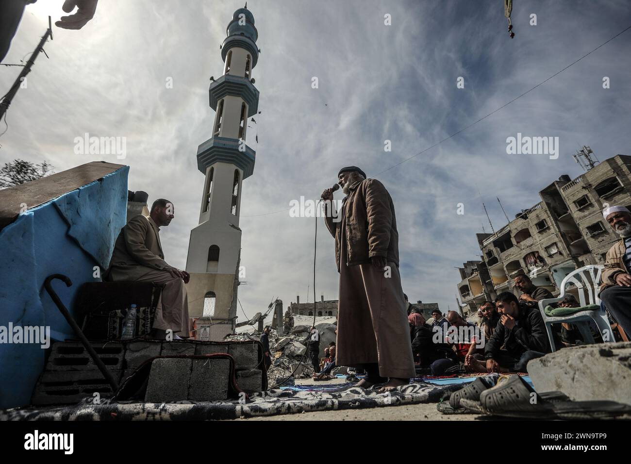 Rafah, Gaza. 01st Mar, 2024. Palestinians attend Friday prayers near ...
