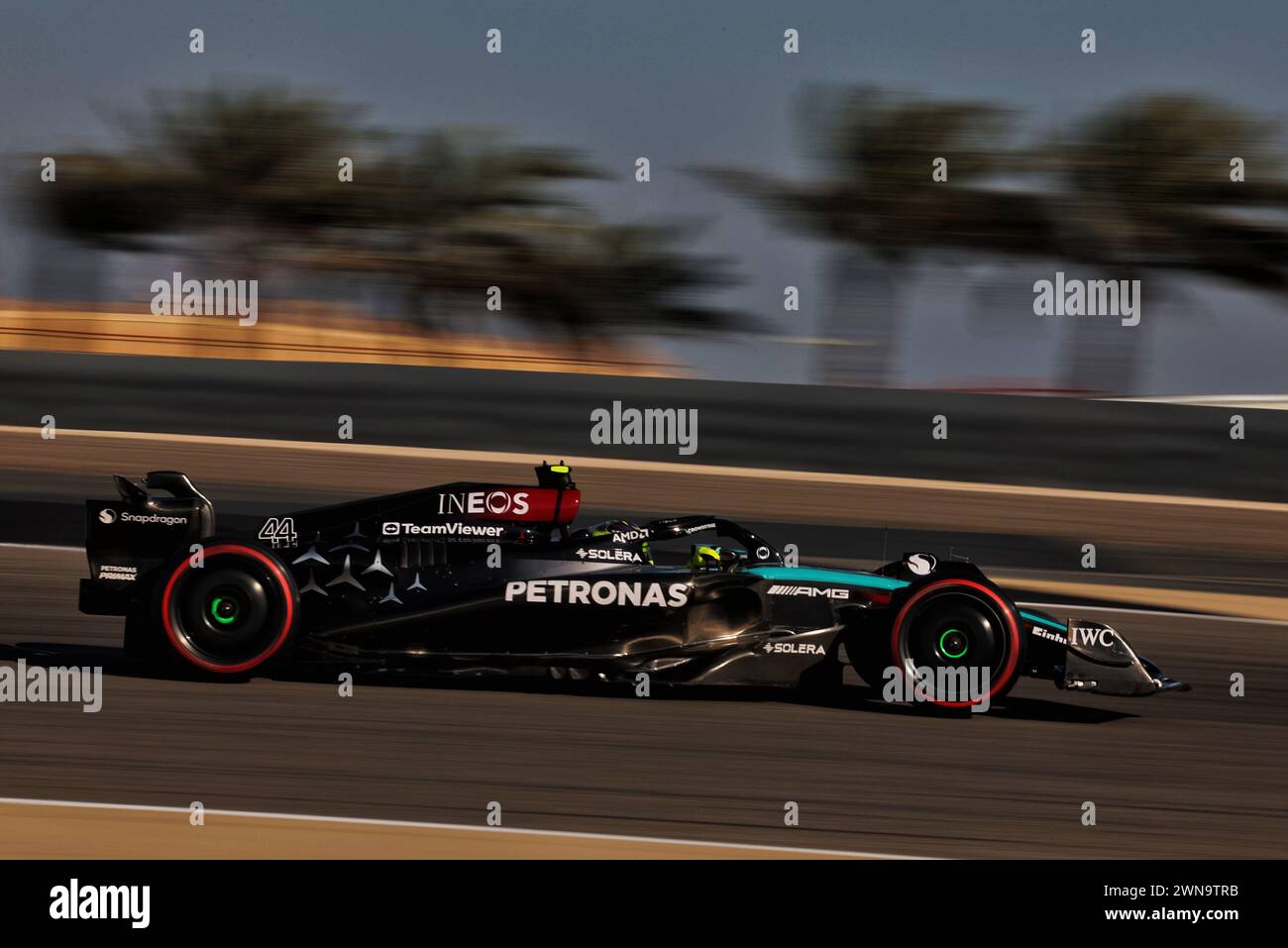 Sakhir, Bahrain. 01st Mar, 2024. Lewis Hamilton (GBR) Mercedes AMG F1 ...