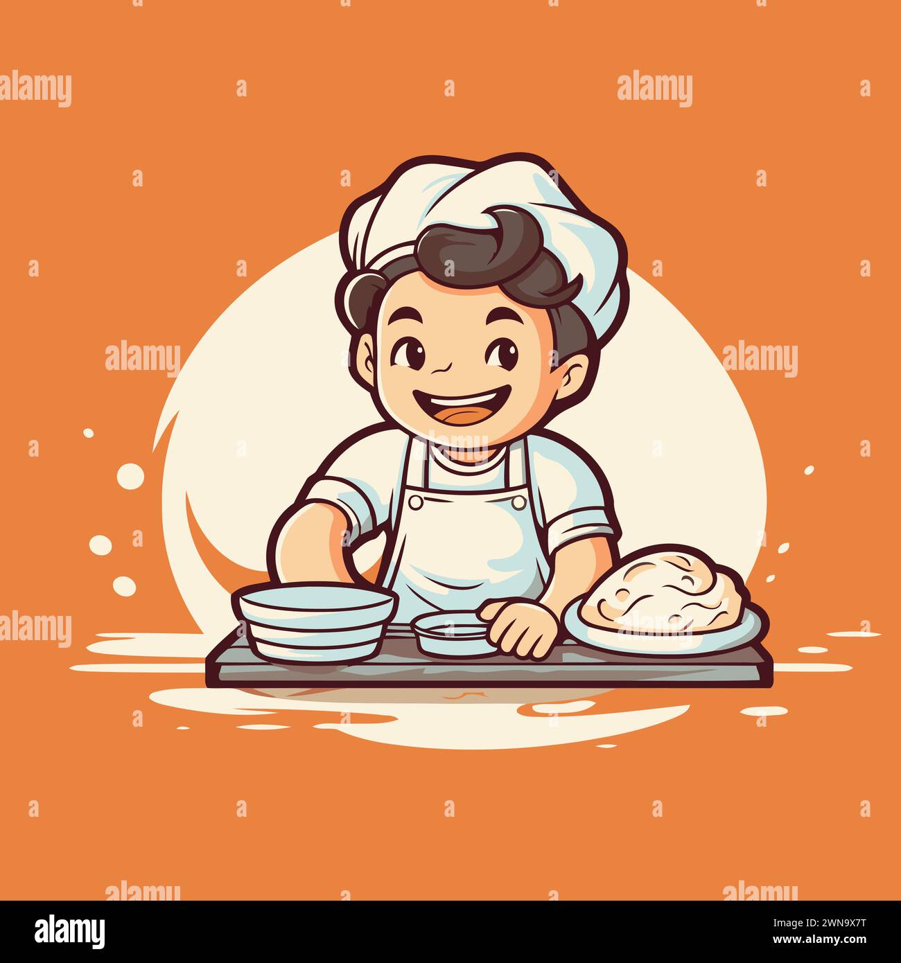 Little baker with bread cartoon hi-res stock photography and images - Alamy